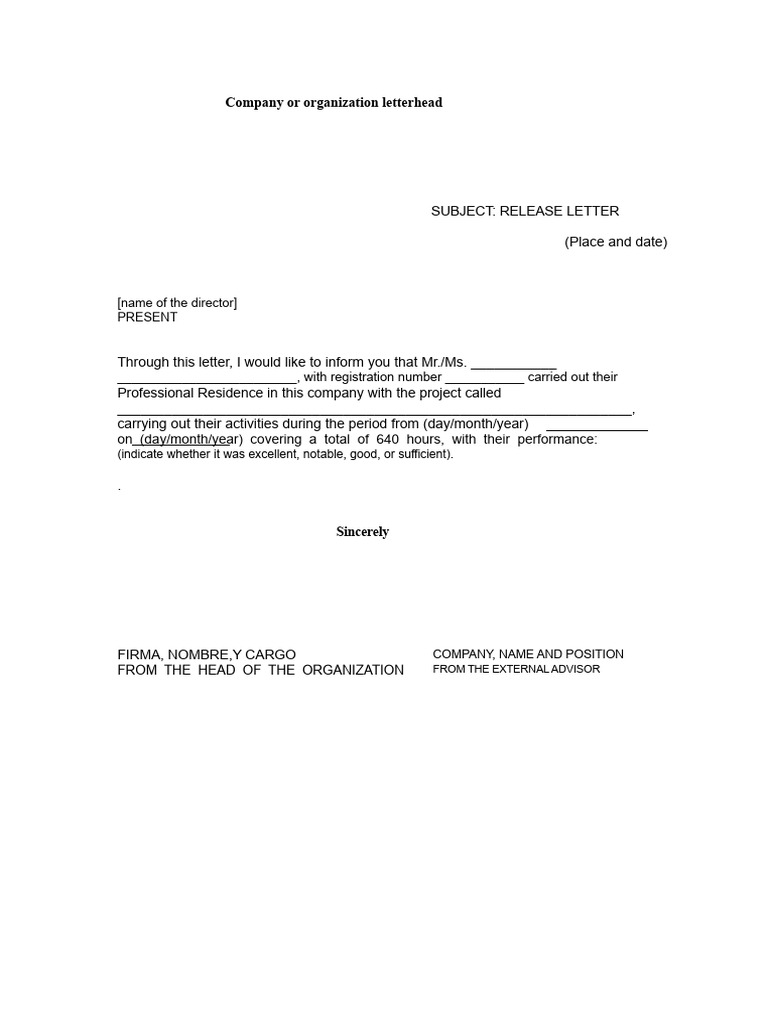 Letter of Release | PDF