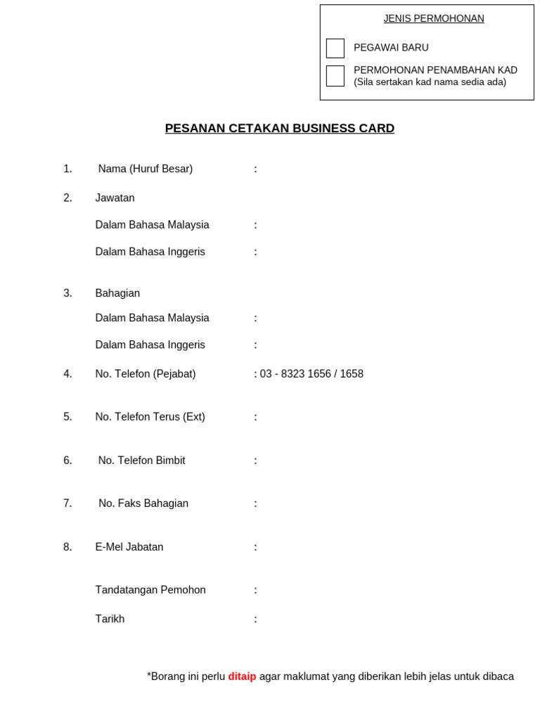 Borang Kad Nama | PDF