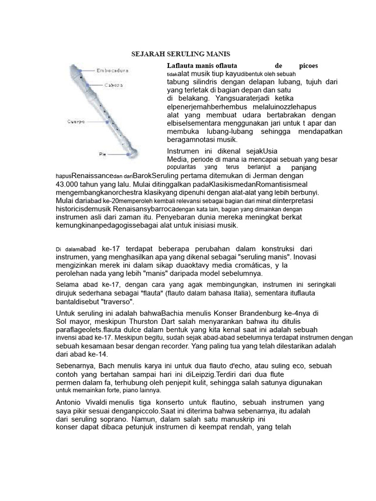 Sejarah dan Evolusi Seruling Manis | PDF