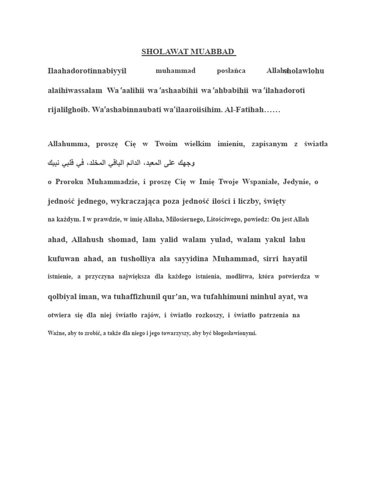 Sholawat Muabbad | PDF
