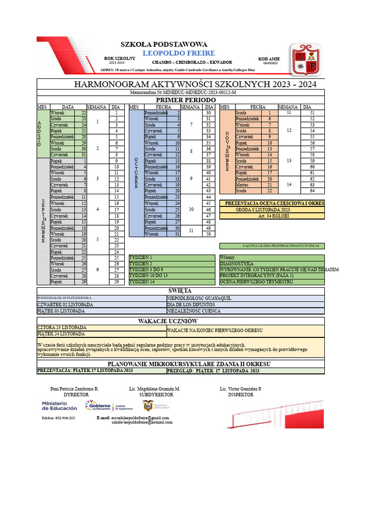 Harmonogram Działań 2023-2024 | PDF