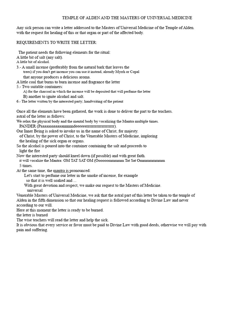 Italian-Gnostic Healing Temple ALDEN | PDF