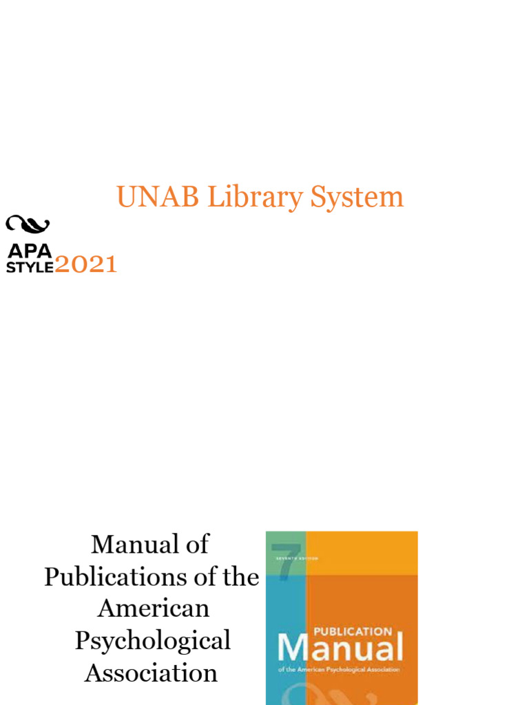 APA Style Manual 4th edition. UNAB Library System 2021 | PDF | Apa ...