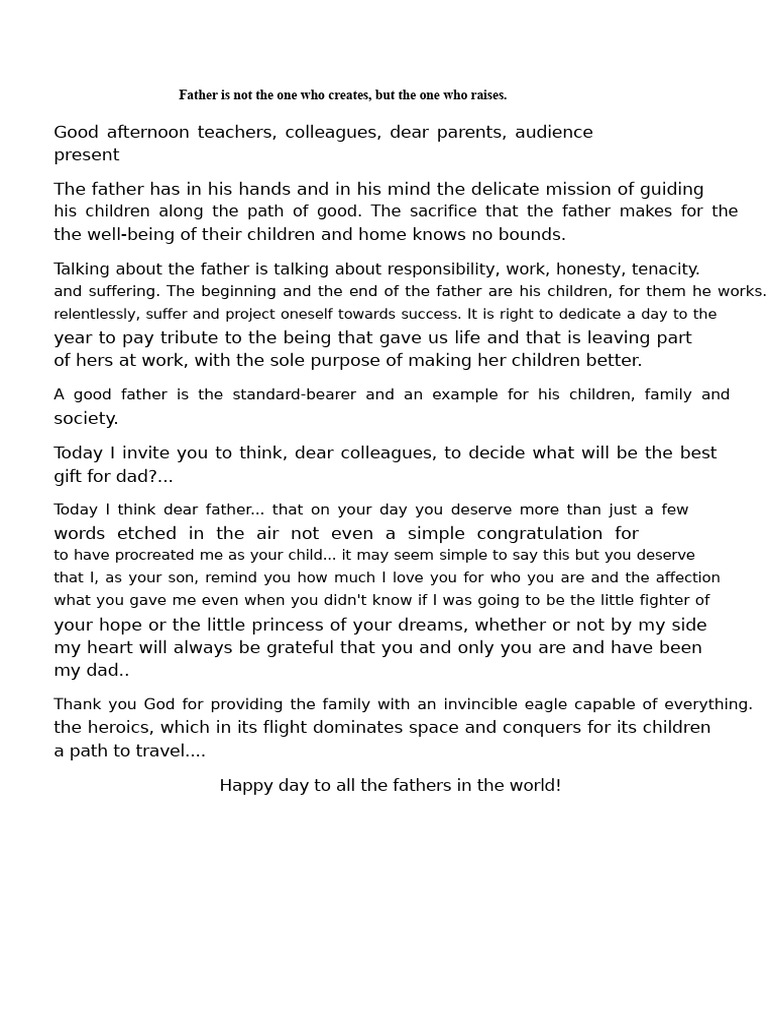 Speech for Father's Day | PDF