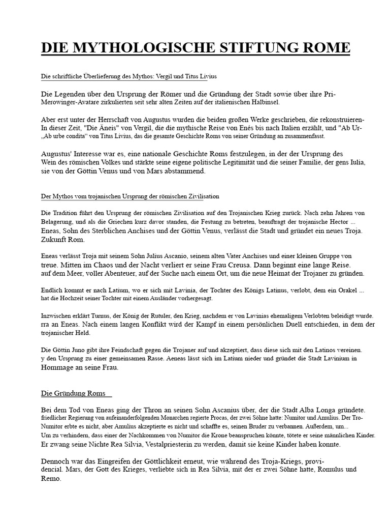 Die mythologische Gründung Roms - Fotokopien | PDF