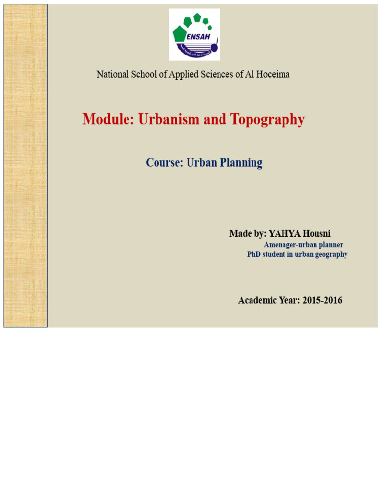 Module: Urbanism and Topography: Course: Urban Planning | PDF | Government