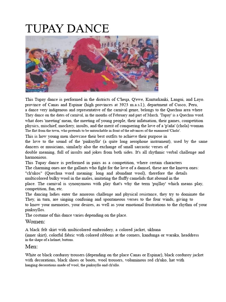 Tupay Dance: Carnival Romance in Cusco | PDF | Dances | Fashion