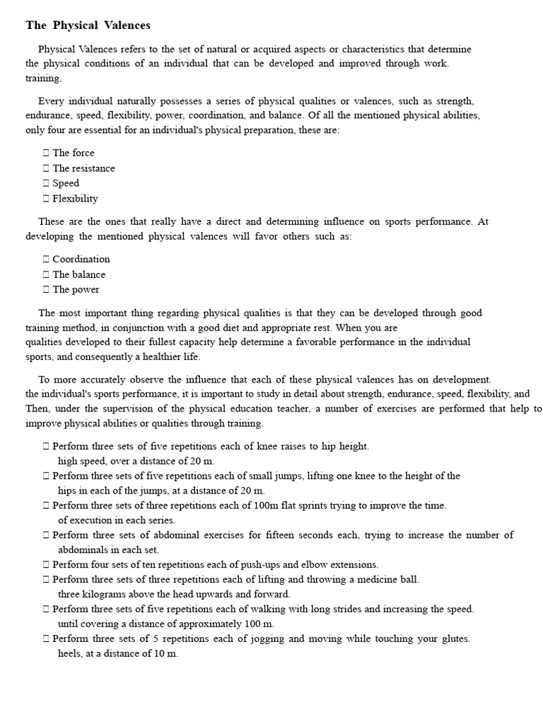 Essential Physical Valences for Performance | PDF | Flexibility ...