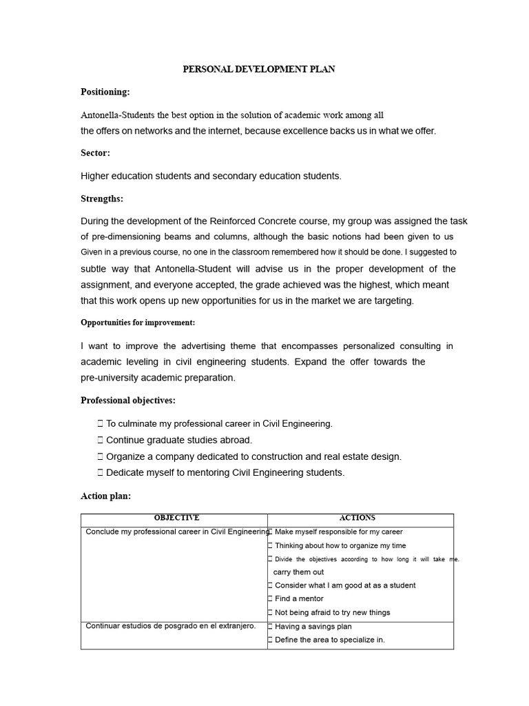 Personal Development Plan | PDF