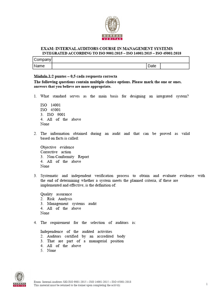 SIG Exam V2 | PDF | Audit | Business
