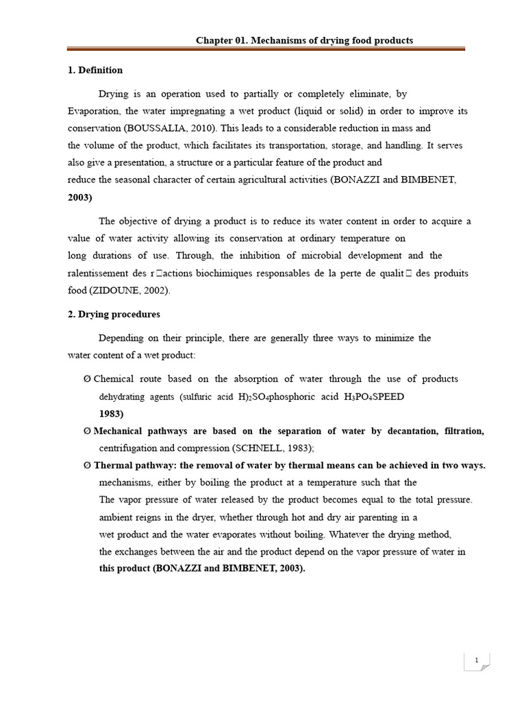 Drying Mechanisms of Food Products | PDF | Water Vapor | Water
