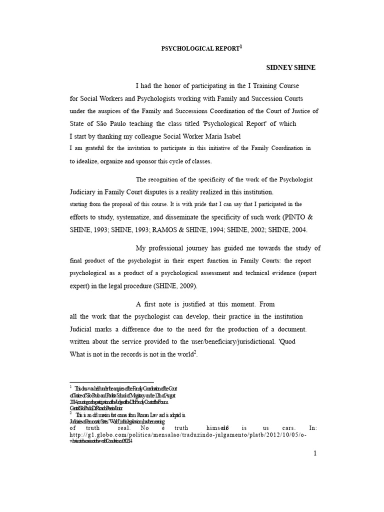 Psychological Report - Sidney Shine PDF | PDF | Psychology | Theory