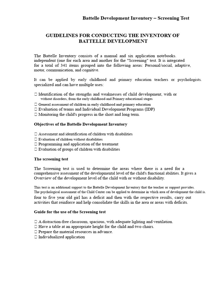 Battelle Development Inventory Overview | PDF | Child Development ...