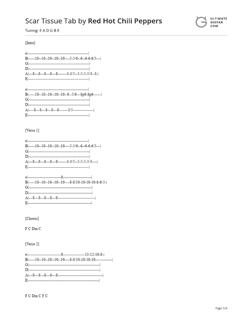 Tab Gitar Scar Tissue | PDF
