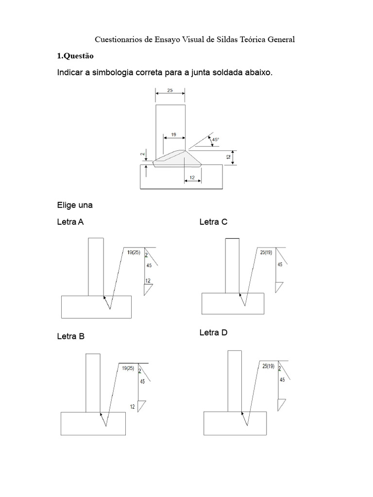 Cuestionario de Ensayo Visual de Soldaduras Teórica General 1 | PDF | Soldadura | Construcción