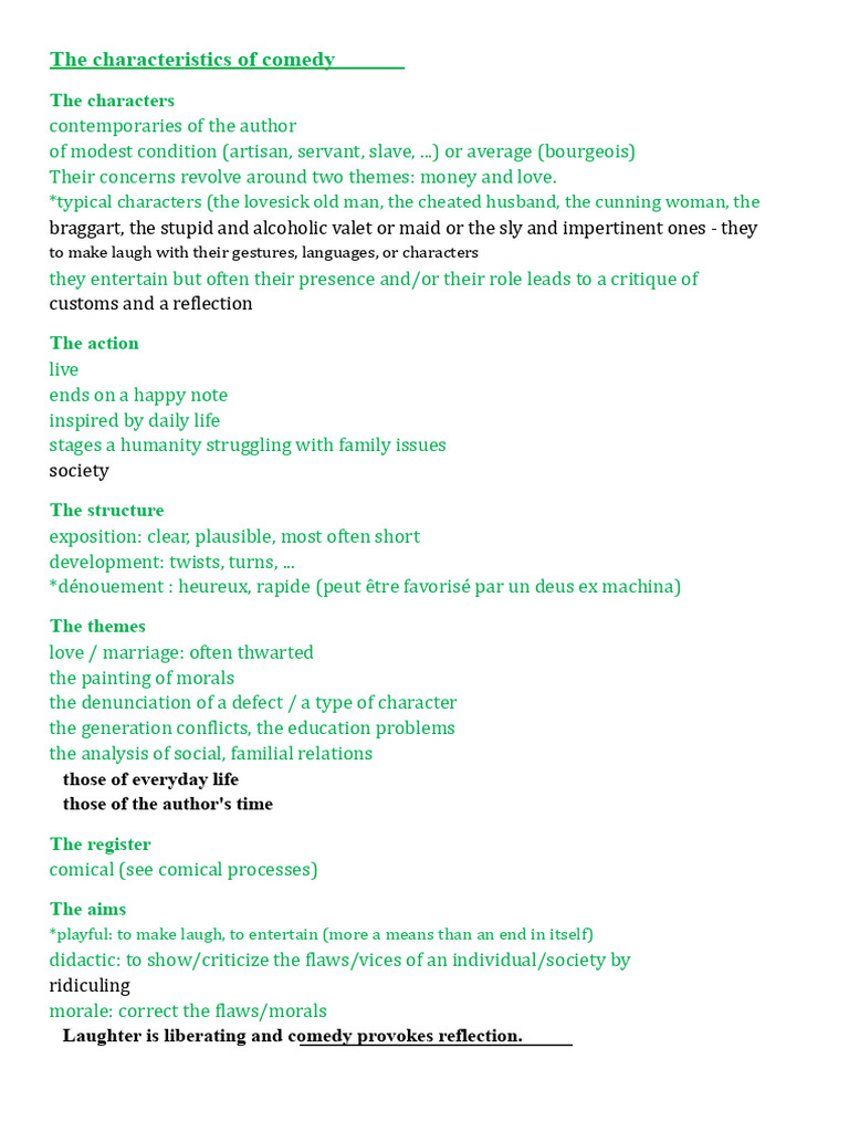 The Characteristics of Comedy | PDF | Comedy