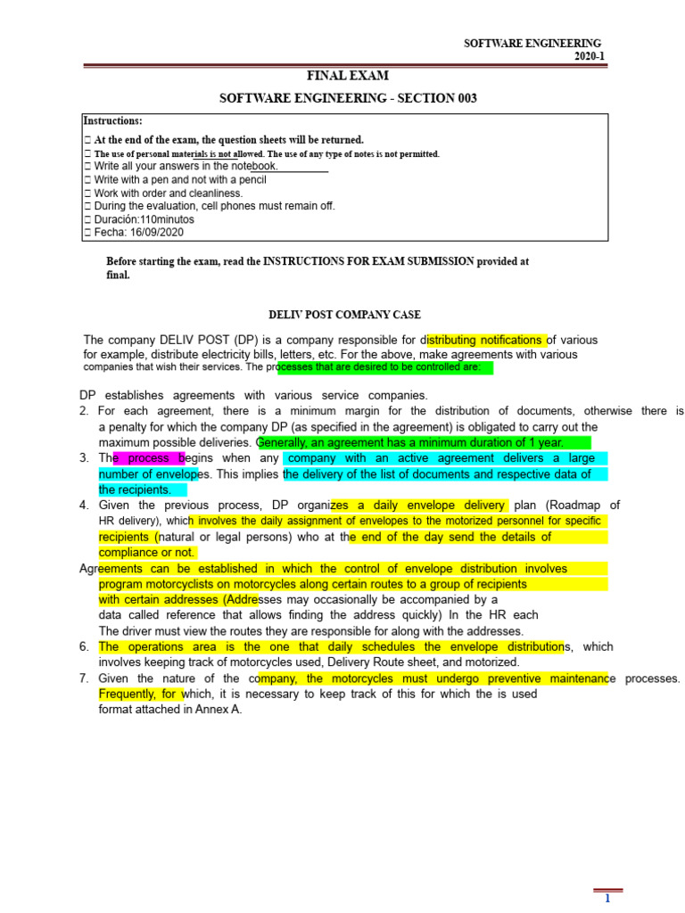 FINAL EXAM Software Engineering | PDF