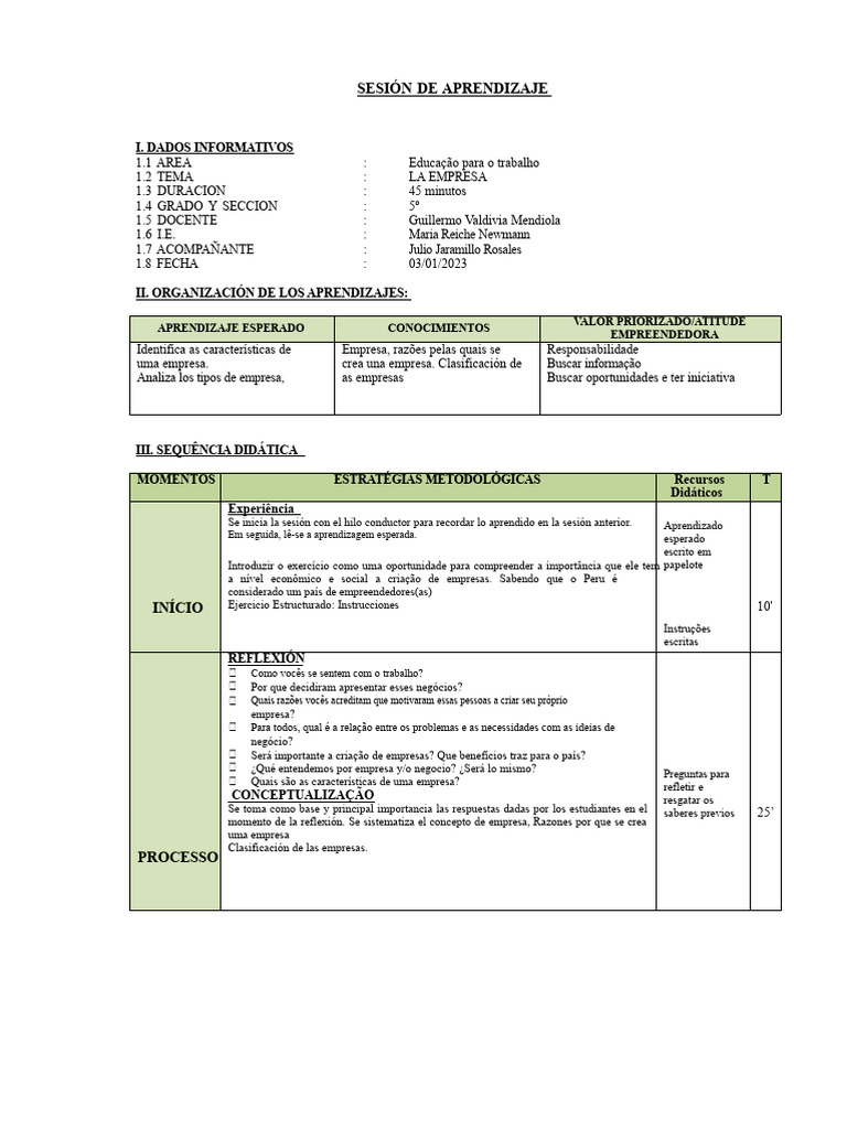 EPT-5 Grau .Sessão - A Empresa | PDF | Aprendizado | Empreendedorismo