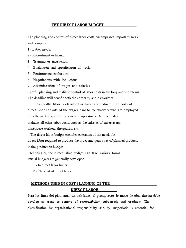 The Labor Budget | PDF | Salary | Wage