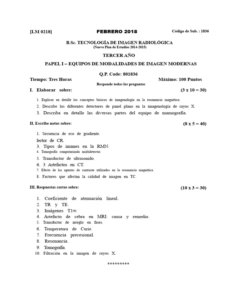 Pregunta | PDF | Imagenes medicas | Ct Scan