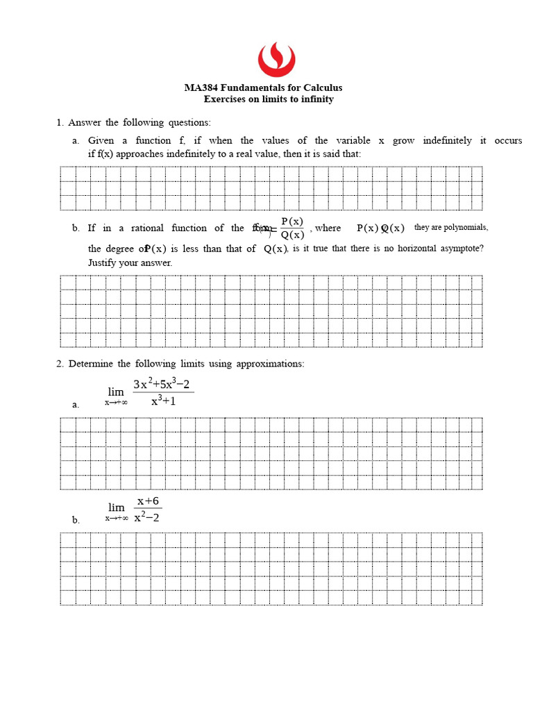 13.2 Exercises On Limits at Infinity and Horizontal Asymptotes | PDF