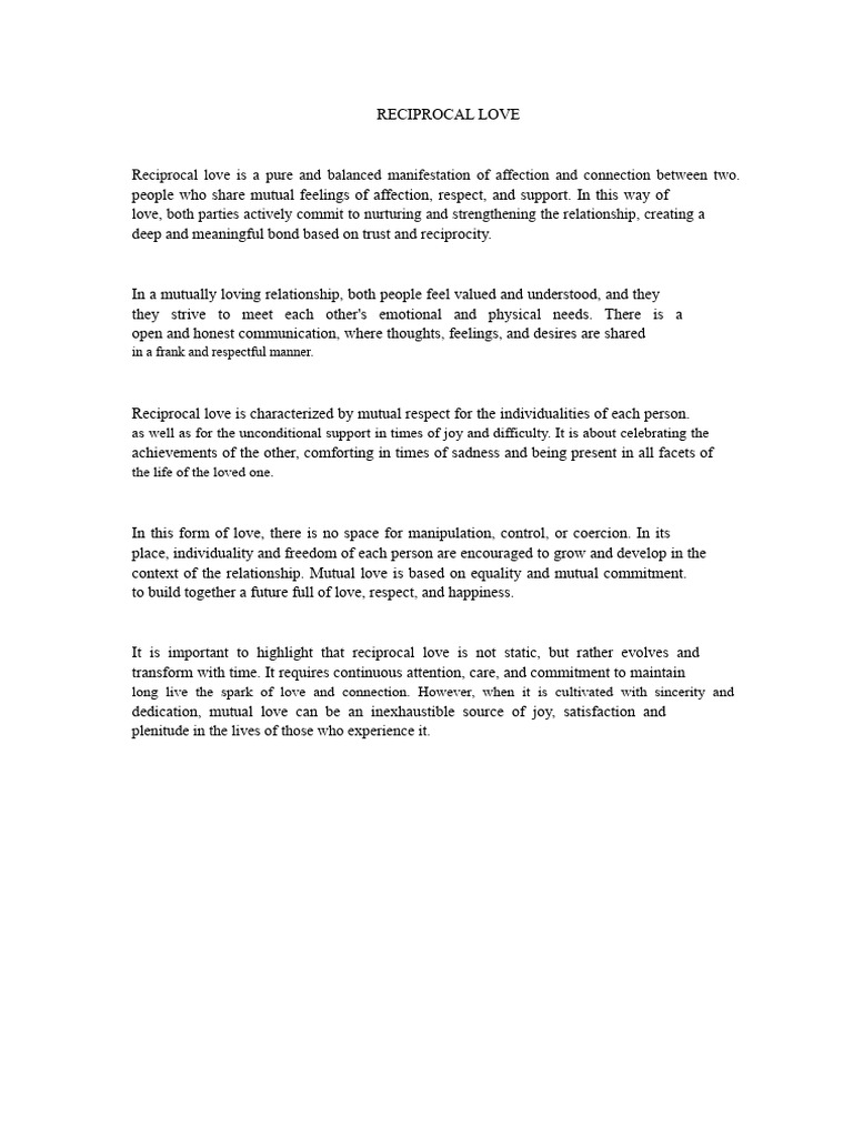 Reciprocal Love | PDF