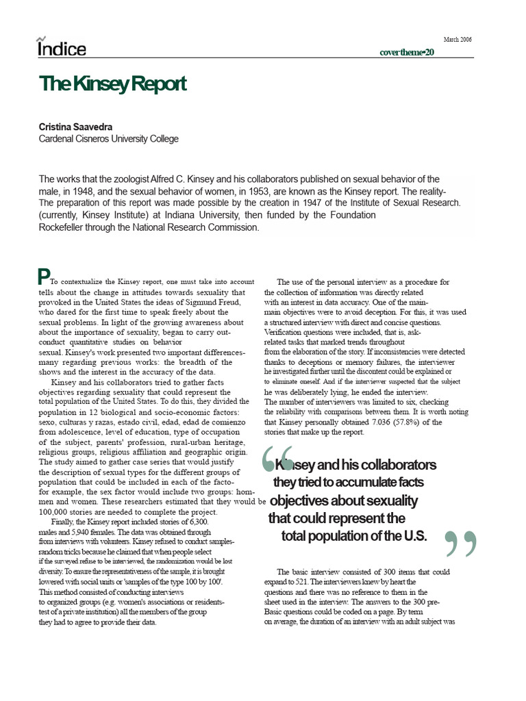 The Kinsey Report PDF | PDF | Sexual Intercourse | Homosexuality