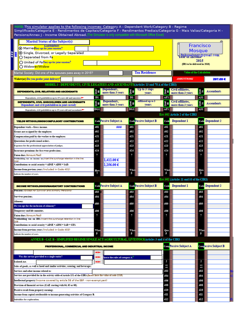 IRS Simulator Portugal | PDF | Tax Deduction | Social Security (United ...