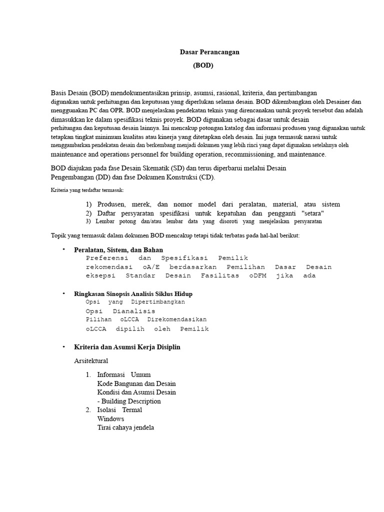 Dasar Perancangan (BOD) | PDF