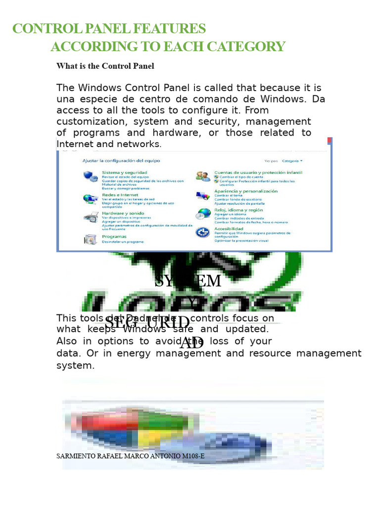 325582532-Components-Of-The-Control-Panel.docx | PDF | Computer Science | Computer Hardware