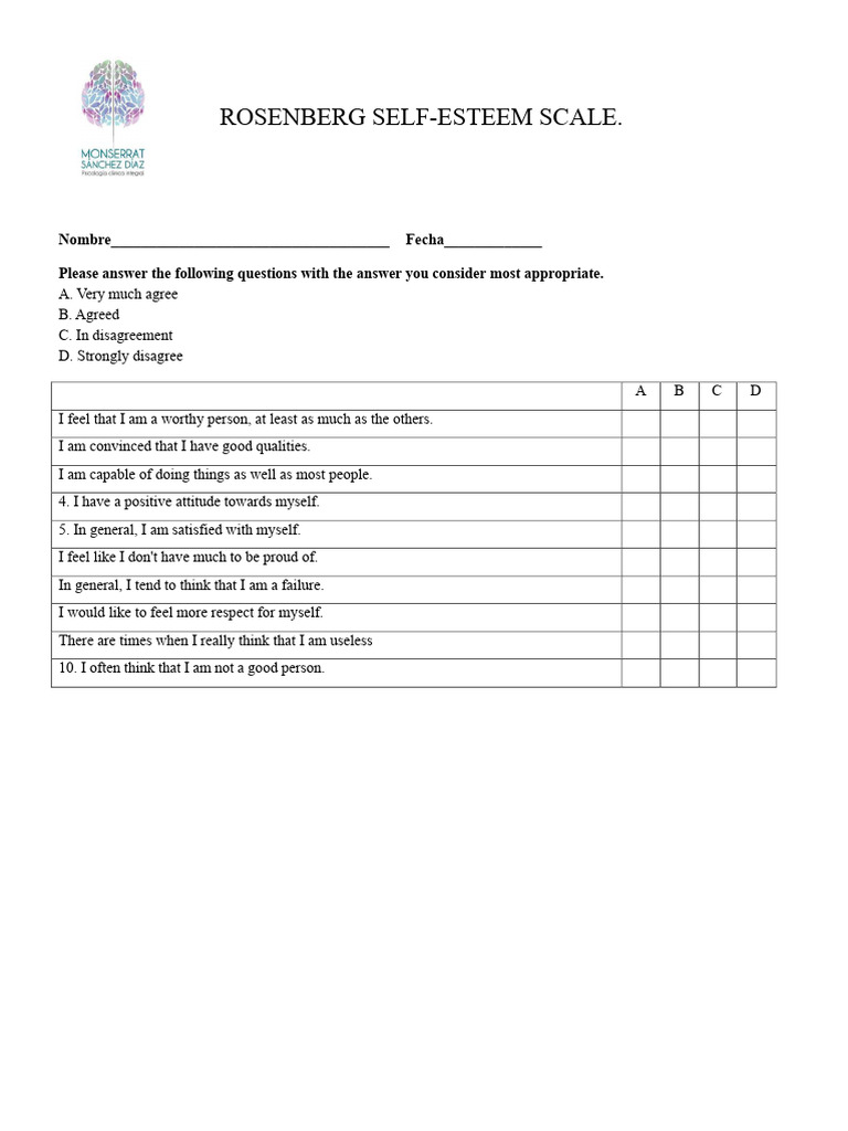 Rosenberg's Self-Esteem | PDF