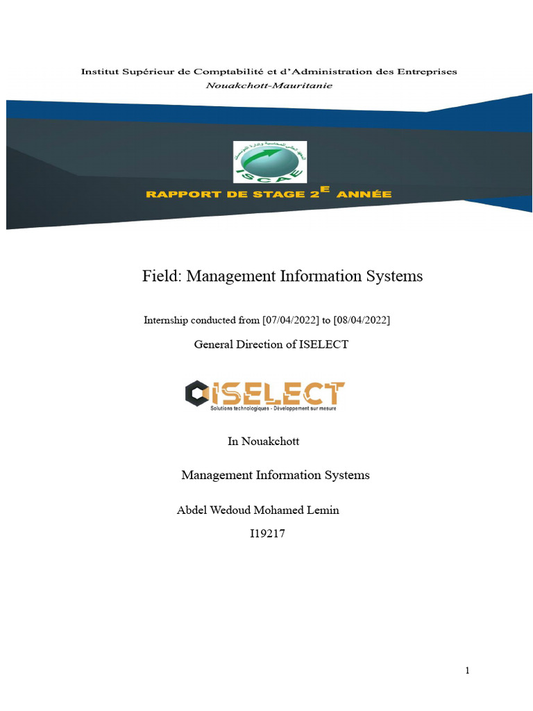 Internship Report For The Second Year | PDF | Databases | Artificial ...