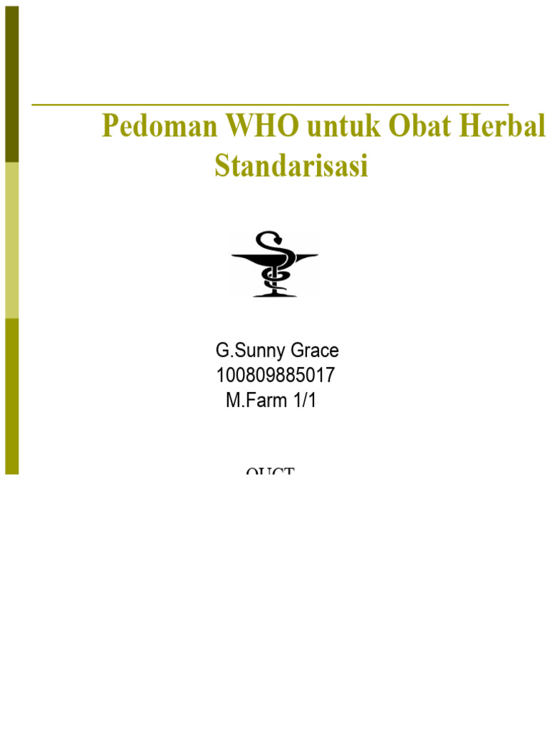 Pedoman WHO untuk Standardisasi Herbal | PDF