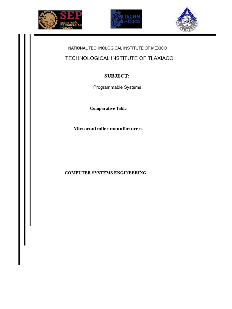 Comparative Table of Microcontrollers | PDF | Microcontroller | Central Processing Unit