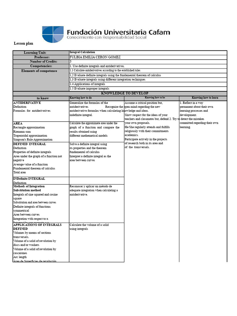 Lesson Plan Integral Calculus Grade 2 Pdf Pdf Trigonometric