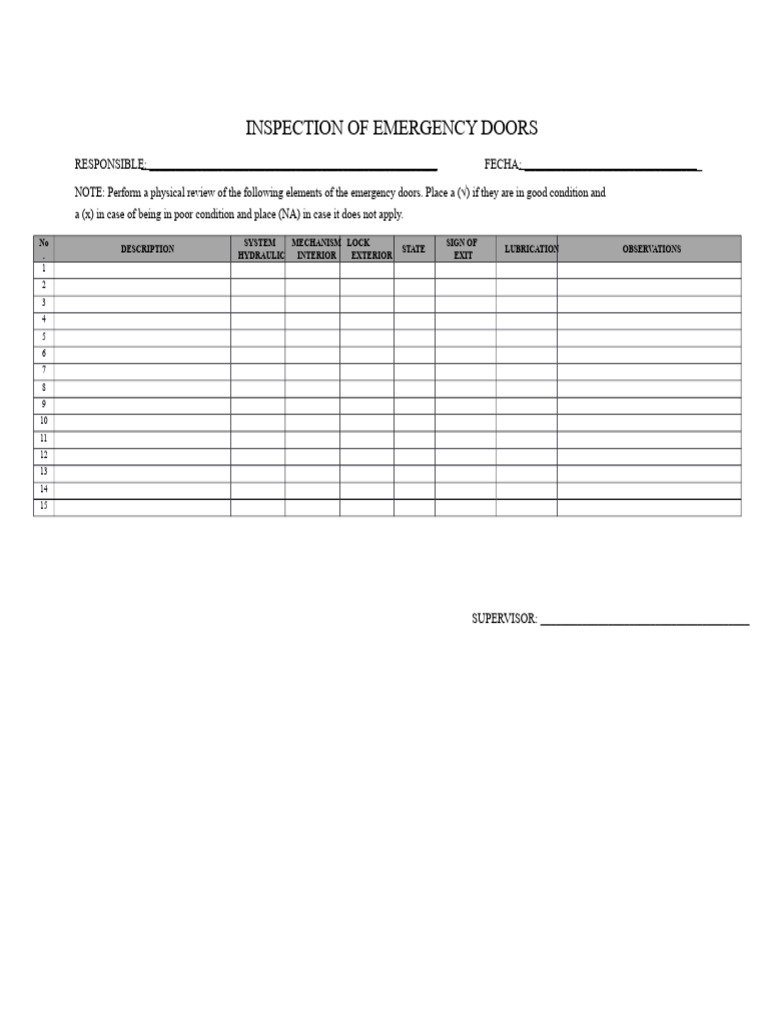 Emergency Door Inspection | PDF