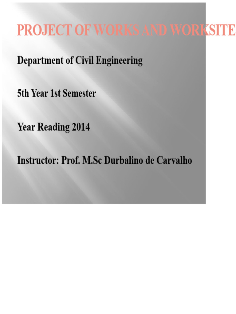 Class 1 - CONSTRUCTION PROJECT AND WORKSITE | PDF | General Contractor ...