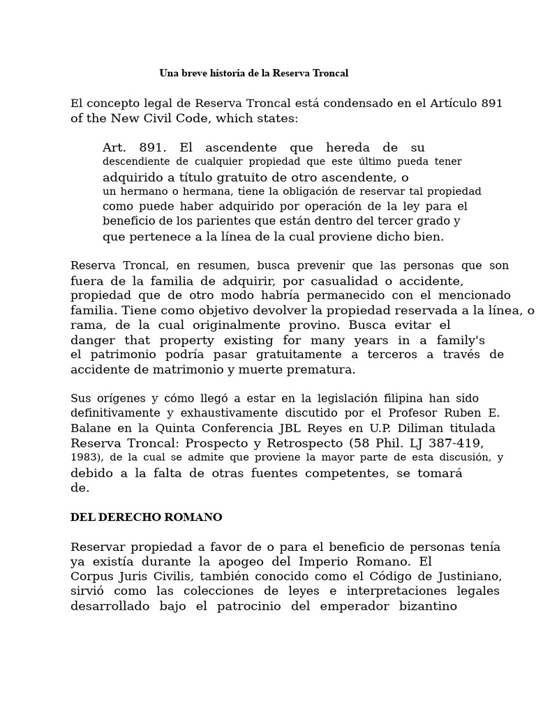 Historia y Concepto de Reserva Troncal | PDF | Propiedad | Adopción