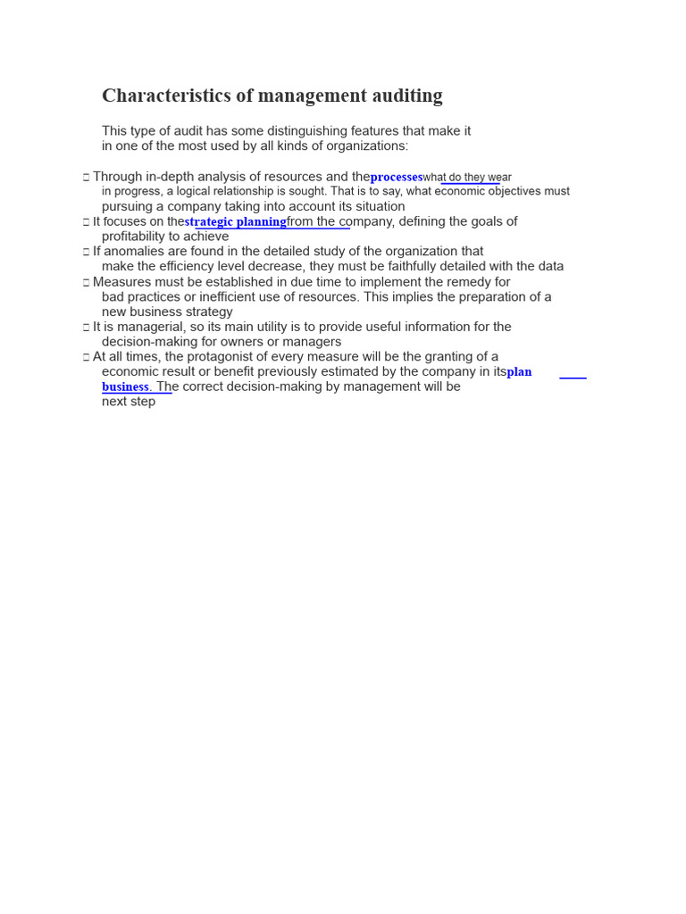Characteristics and Stages of Management Audit - Performance | PDF ...