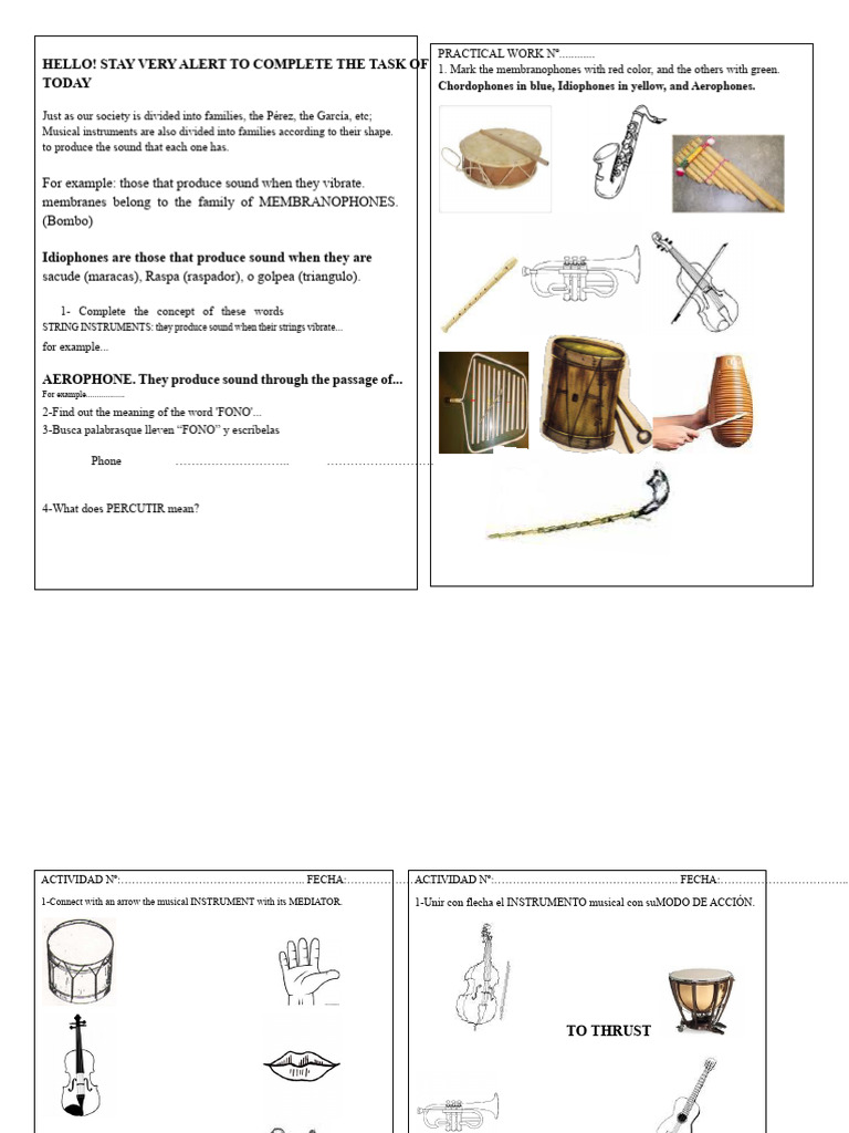 Musical Instruments Activities | PDF | Musical Instruments | String ...