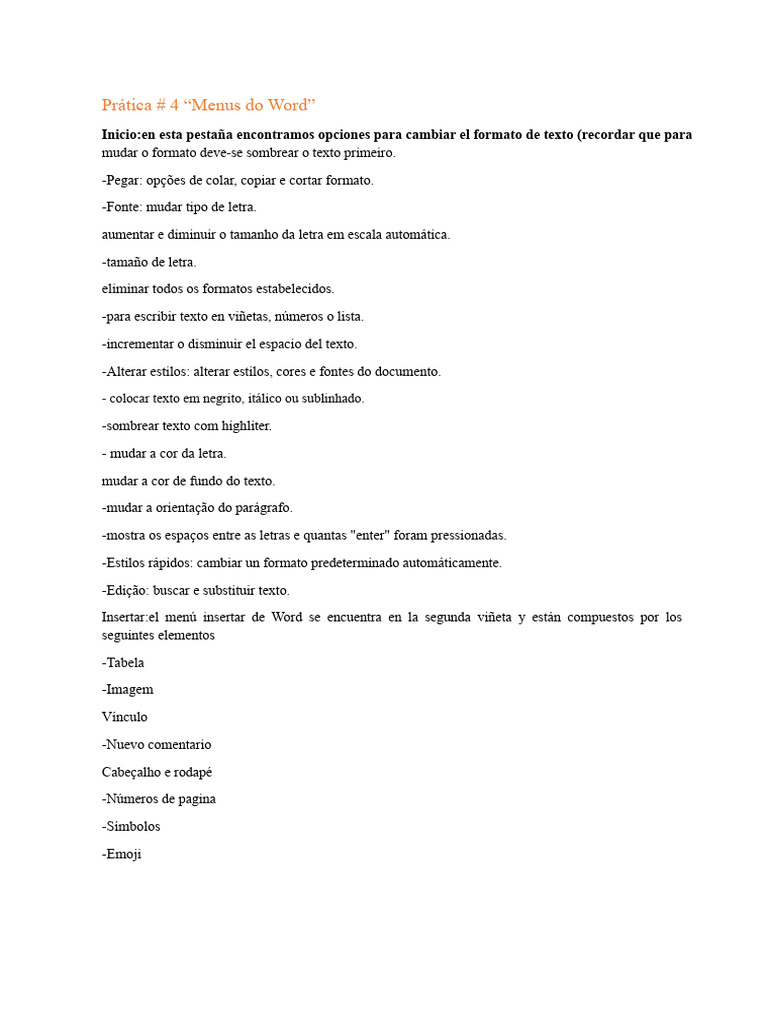 Menus do Word: Guia Completo de Formatação | PDF | Microsoft Word