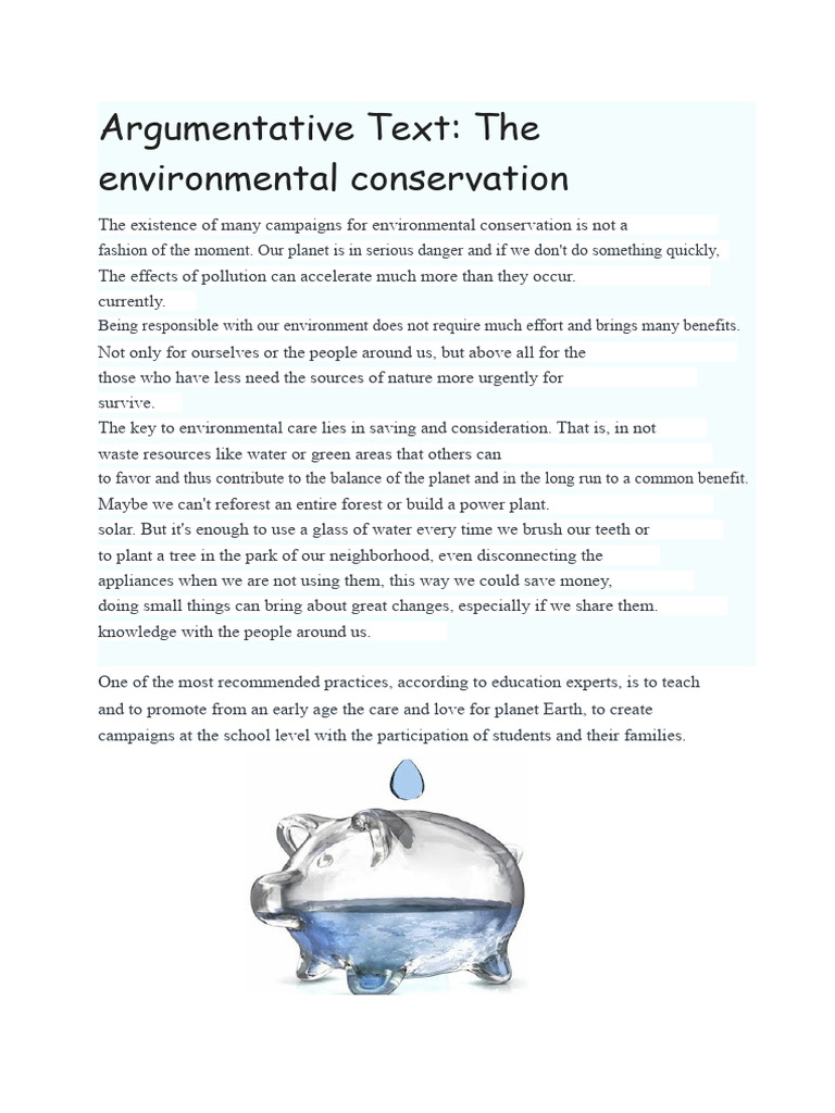 Argumentative Text | PDF | Environmental Protection | Natural Environment