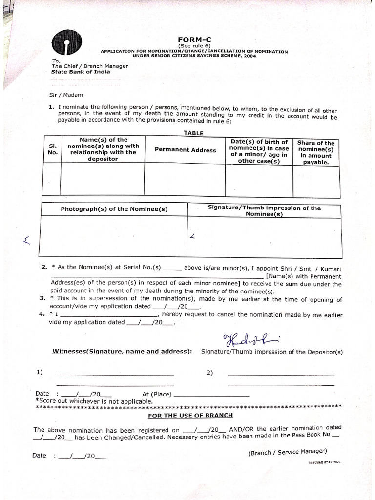 Sbi Nomination | PDF