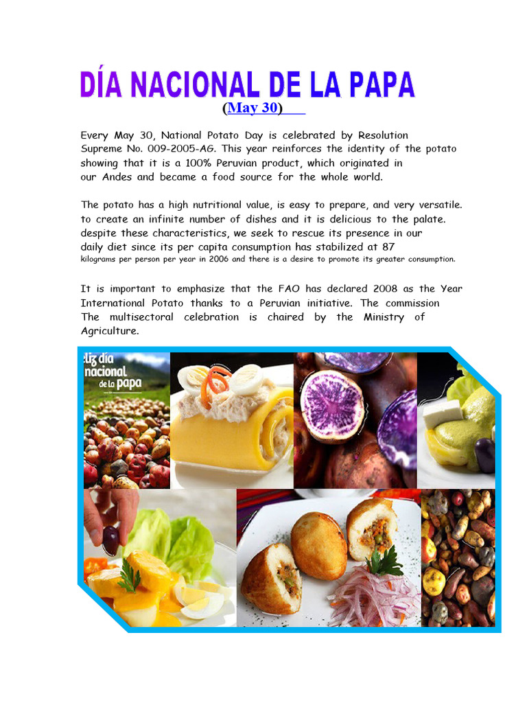 National Potato Day: Celebrating Peru's Heritage | PDF