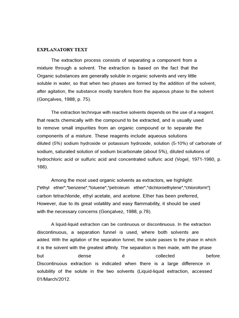 Report II (Extraction With Reactive Solvents) | PDF | Solubility | Solvent