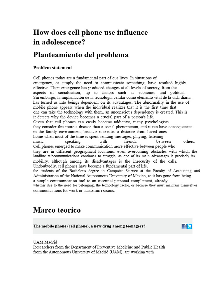 How The Use of Cell Phones Influences Adolescence | PDF | Adolescence ...