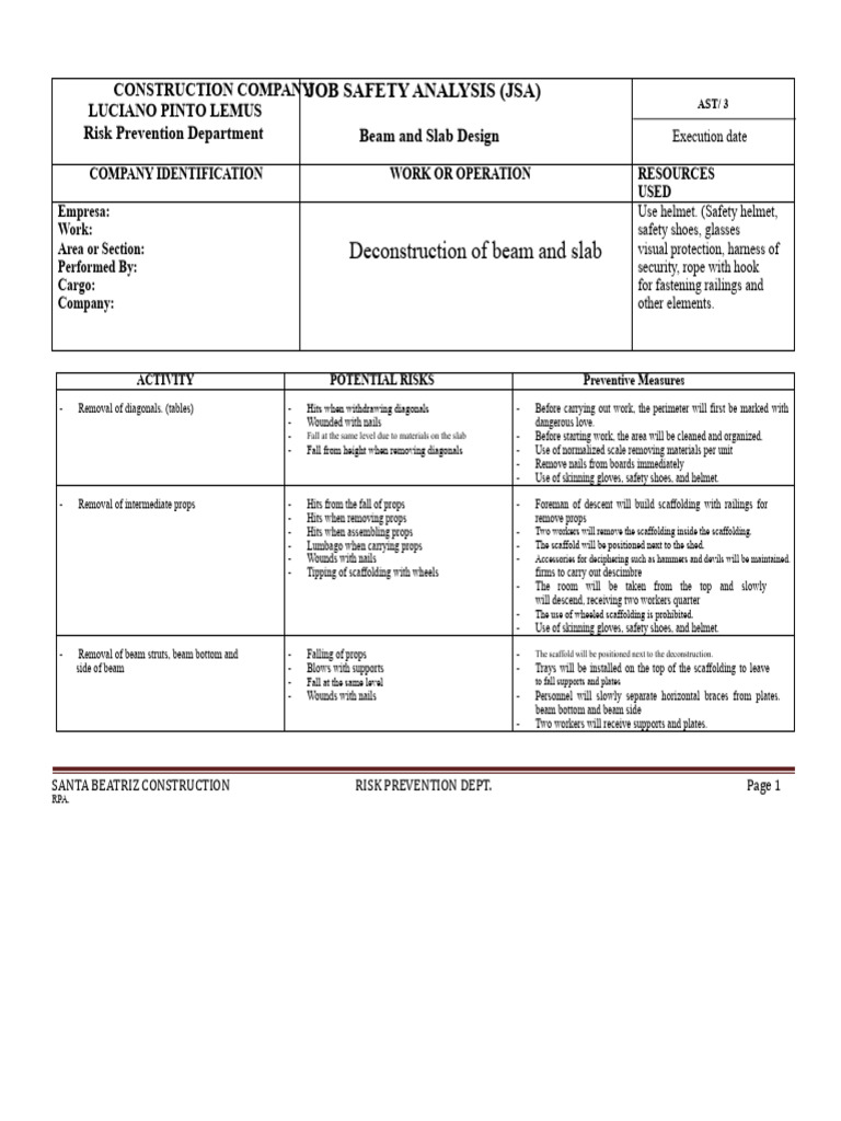 AST 4 December of Beam and Slab | PDF | Scaffolding | Safety