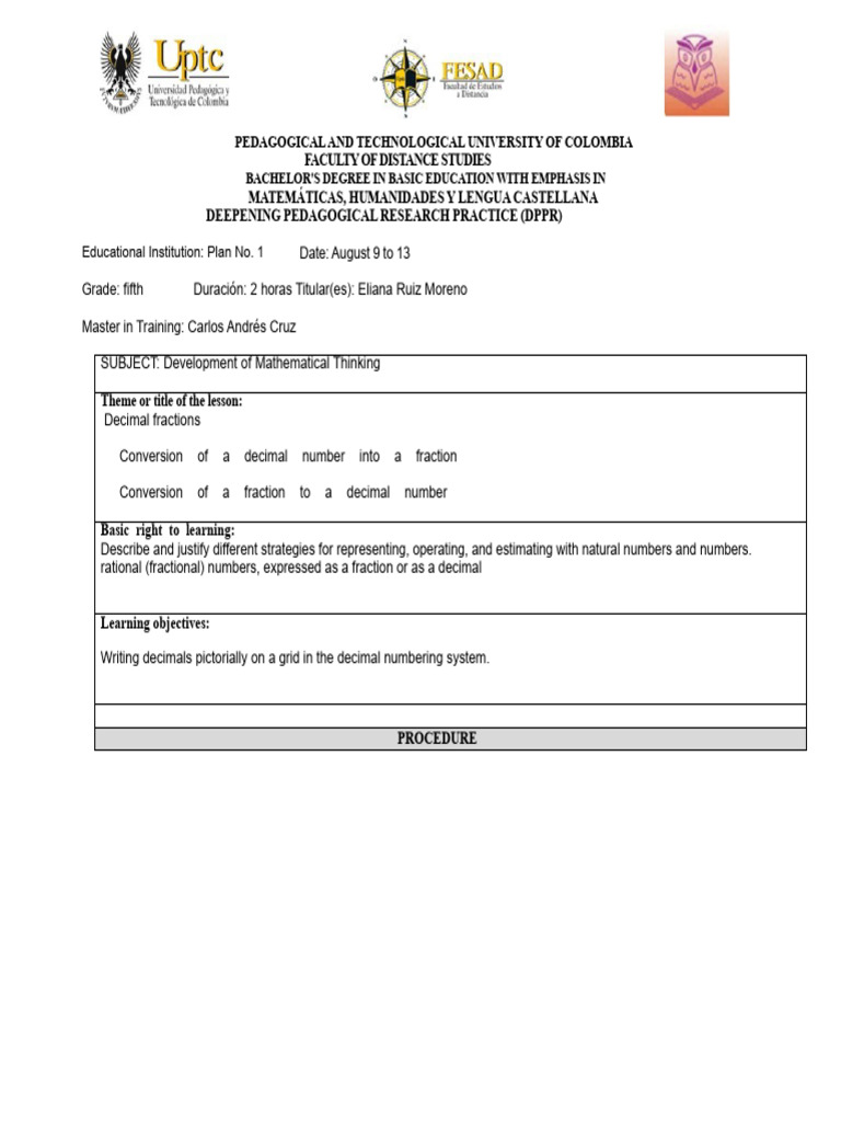 Class Planner READING AND WRITING DECIMAL NUMBERS | PDF | Decimal ...