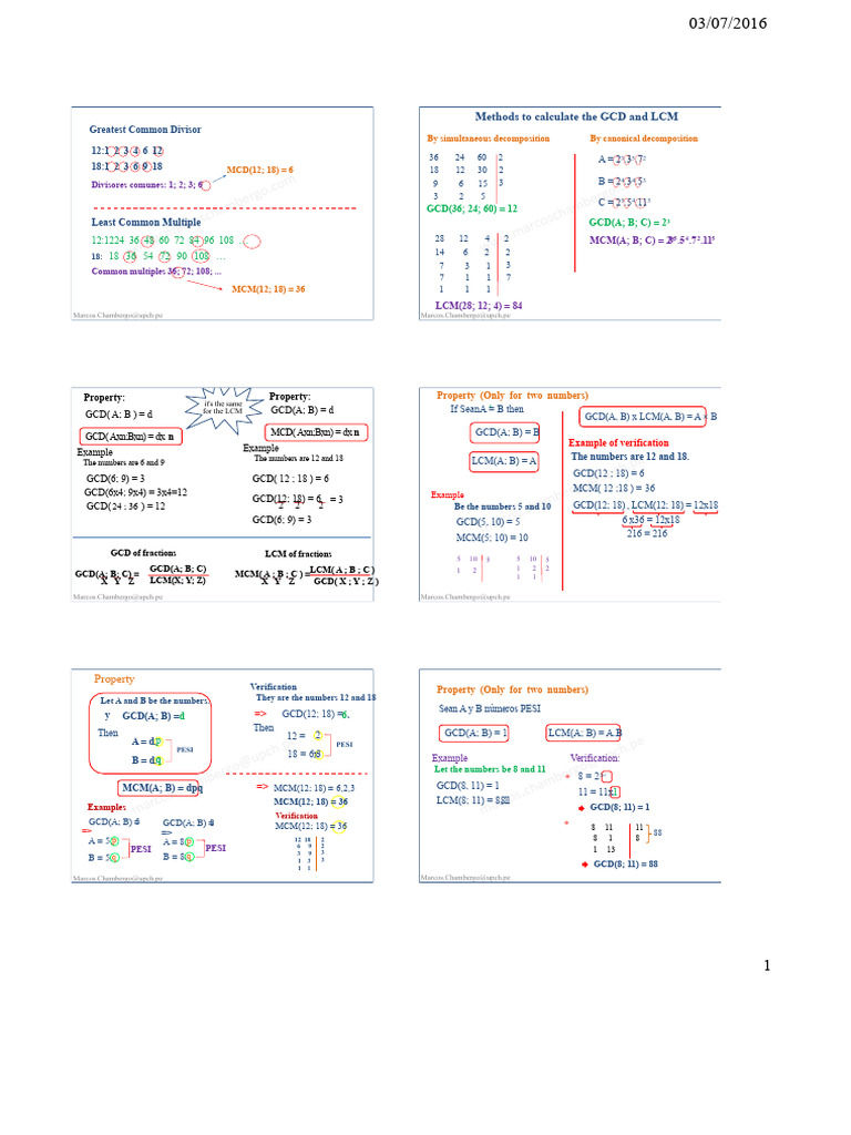 Properties of LCM and GCD | PDF | Multiplication | Abstract Algebra