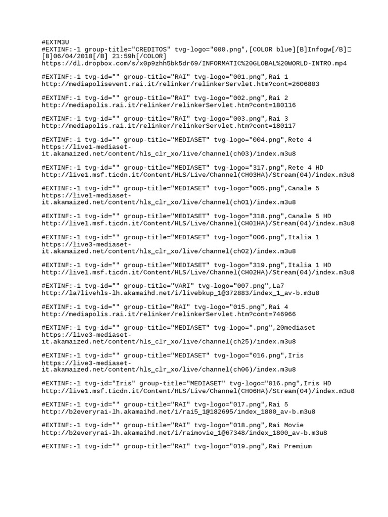 iptvlista texto.txt | PDF | Radiodifusión pública | Red de televisión